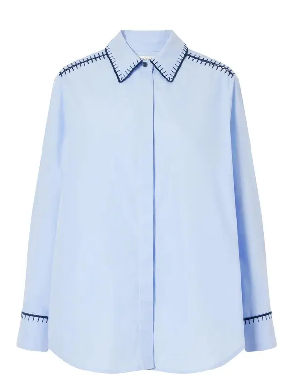 Escvdo Arcangel Embroidered Cotton-poplin Shirt - Blue