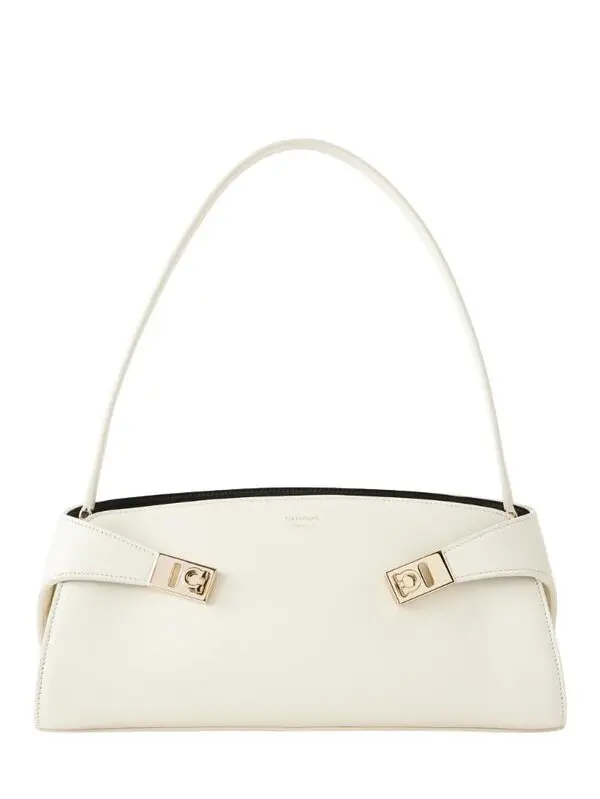 FERRAGAMO Hug Leather Shoulder Bag - Cream