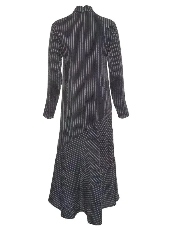 GANNI Striped Seersucker Maxi Dress - Blue