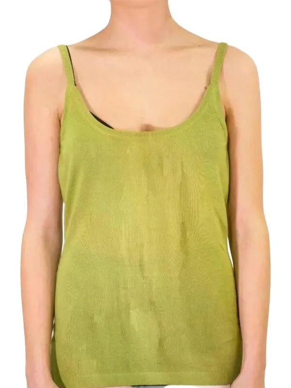 LA ROSE Fine-knit Scoop-neck Tank Top - Green