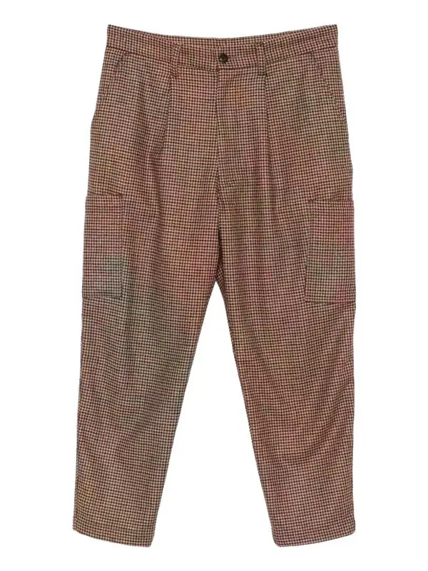 Eleventy Houndstooth-pattern Tapered Trousers - Brown