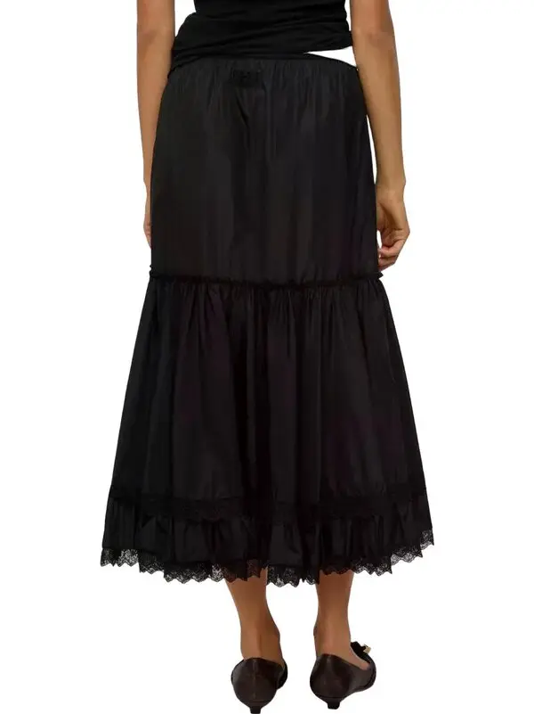 GANNI Flyweight Nylon Tiered Skirt - Black