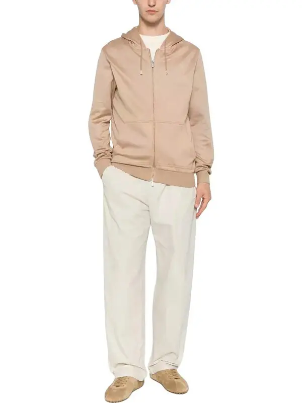 Eleventy Zip-up Drawstring Hoodie - Neutrals