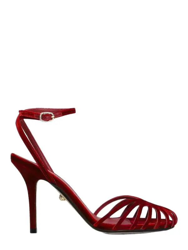 ALEVI MILANO Velvet Cage Sandals - Red