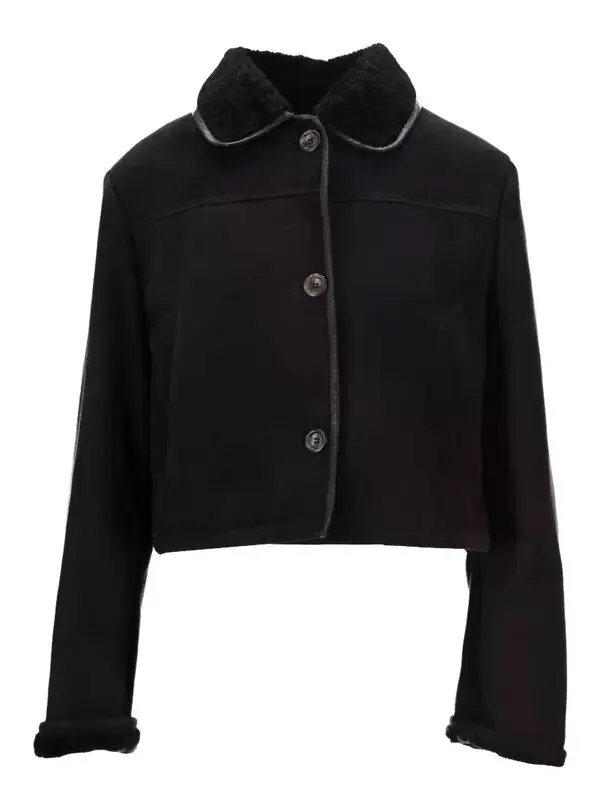 LA ROSE Shearling-collar Jacket - Black