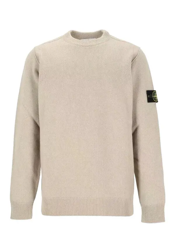 Stone Island 5100072 Lambswool Regular-fit Crewneck Jumper With Ribbed Trims - Neutrals