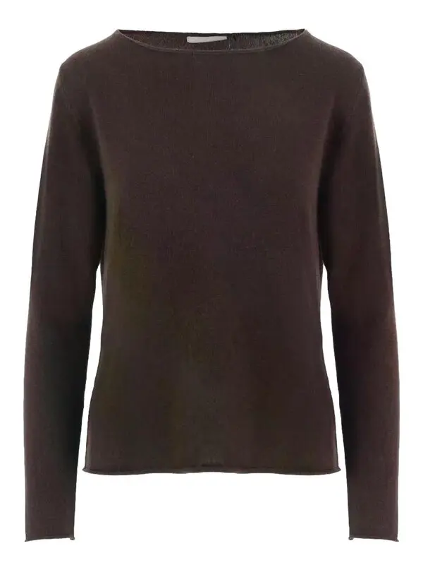 ALLUDE Round-neck Cashmere Sweater - Brown