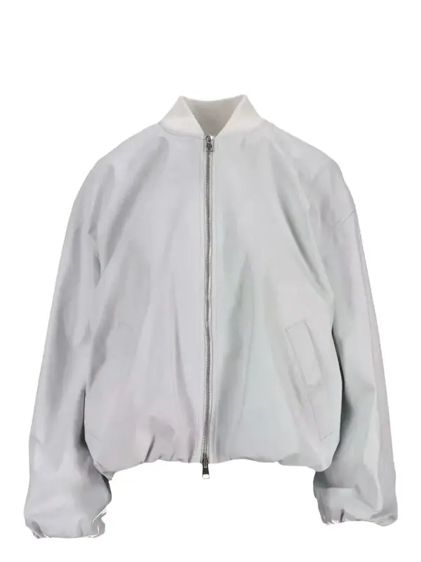 LA ROSE Nappa Leather Bomber Jacket - Grey