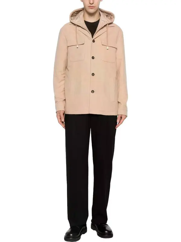 Eleventy Hooded Button-up Jacket - Neutrals