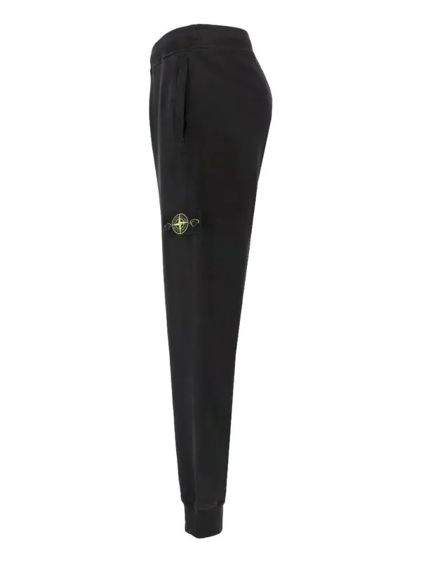 Stone Island 6200012 Brushed Organic Cotton Fleece Regular-fit Joggers With Ribbed Cuffs - Black