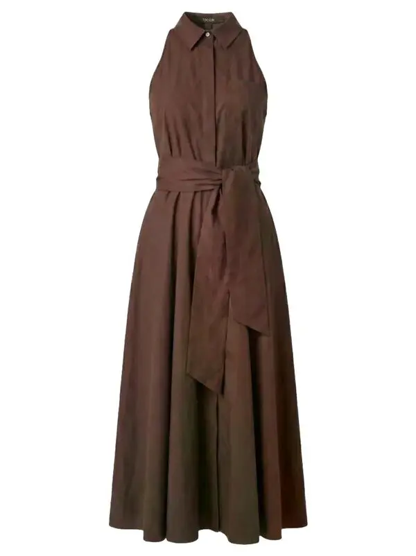 TOCCIN Chelsea Tie-front Shirt Midi Dress - Brown