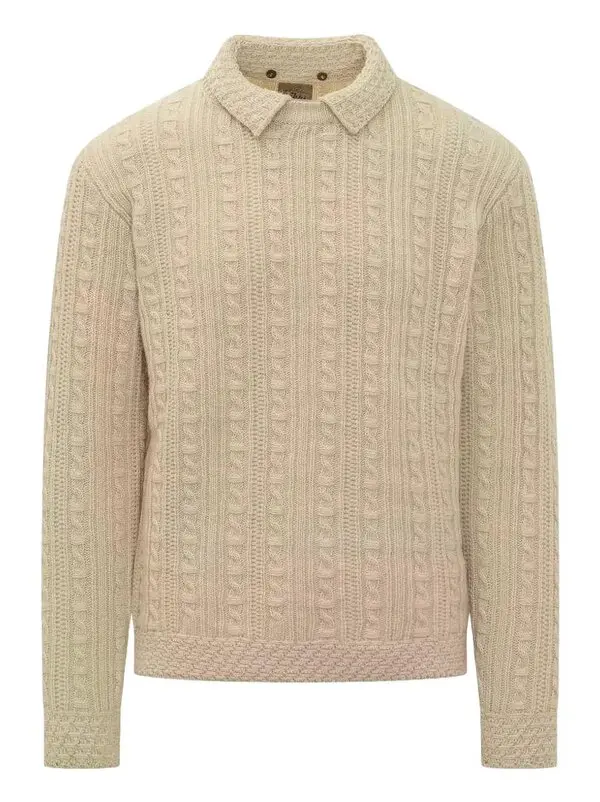 RAKKI Cable-knit Polo-collar Sweater - Neutrals