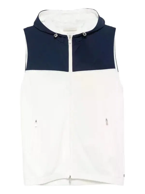 Eleventy Colour-block Sleeveless Zip-up Hoodie - Blue