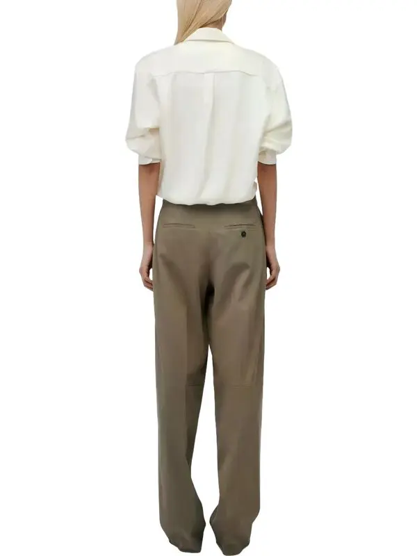 Alexander Wang Logo-waistband Tailored Trousers - Neutrals