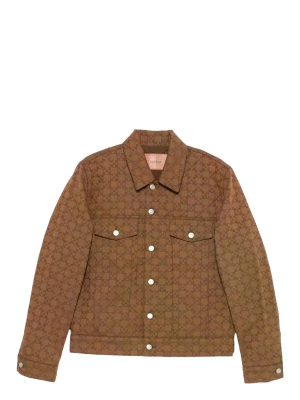 Sandro Monogram-pattern Denim Jacket - Brown