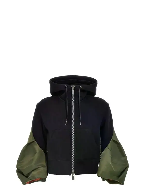 Sacai Contrast-panel Sponge Hoodie - Blue