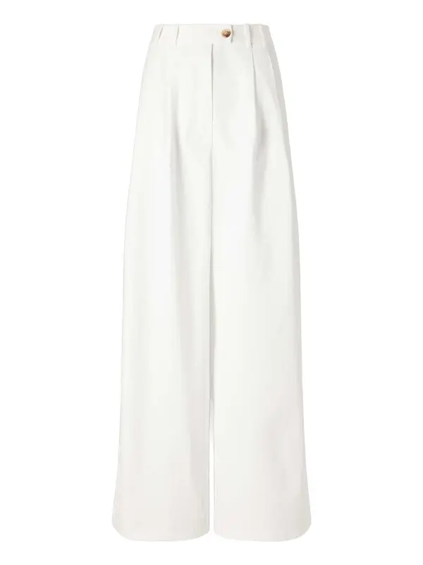DÔEN Lisa High-waist Pleated Cotton-twill Wide-leg Pants - White
