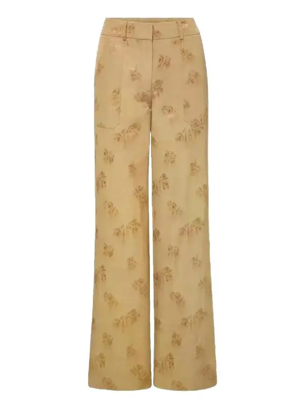 Veronica Beard Cole Floral-jacquard Wide-leg Trousers - Neutrals
