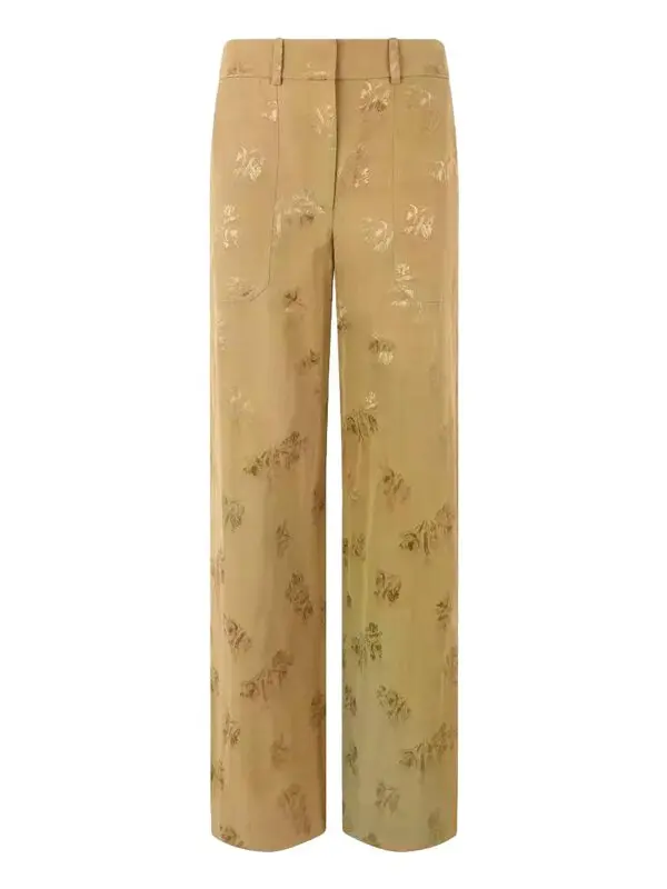 Veronica Beard Cole Floral-jacquard Wide-leg Trousers - Neutrals
