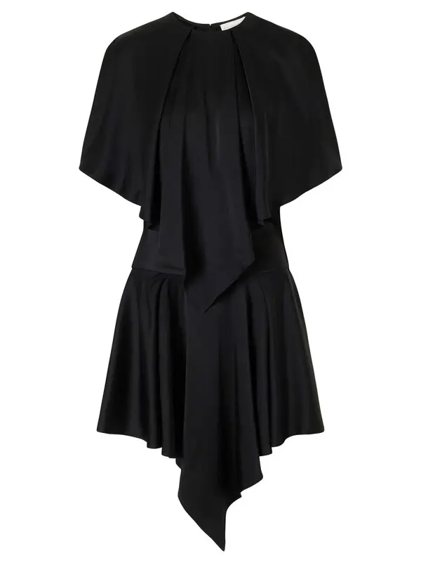 Stella McCartney Gathered Satin Mini Dress - Black