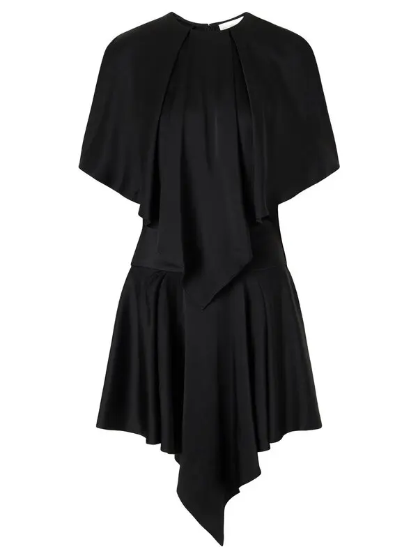 Stella McCartney Gathered Satin Mini Dress - Black