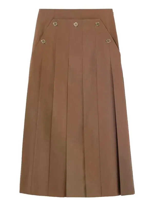 Claudie Pierlot Pleated Midi Skirt - Brown