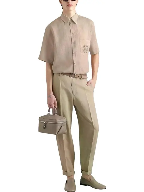 Dolce & Gabbana Portofino Shirt In Linen - Neutrals