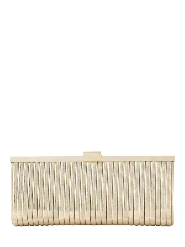 AQUAZZURA Heatwave Metallic Leather Clutch Bag - Gold