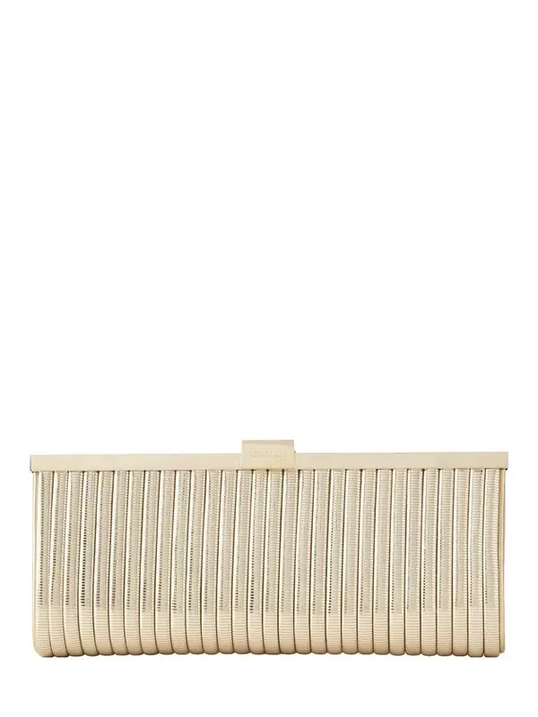 AQUAZZURA Metallic Leather Clutch Bag - Gold