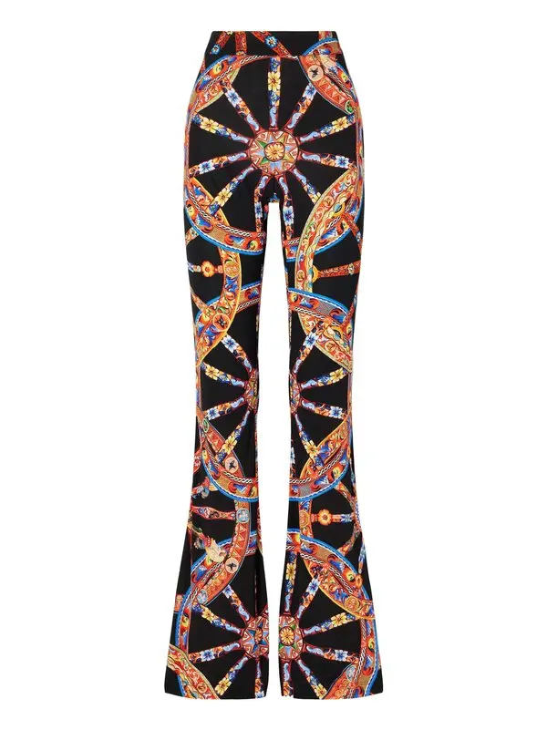 Dolce & Gabbana Organza Carretto Printed Flared Crepe Pants - Multi