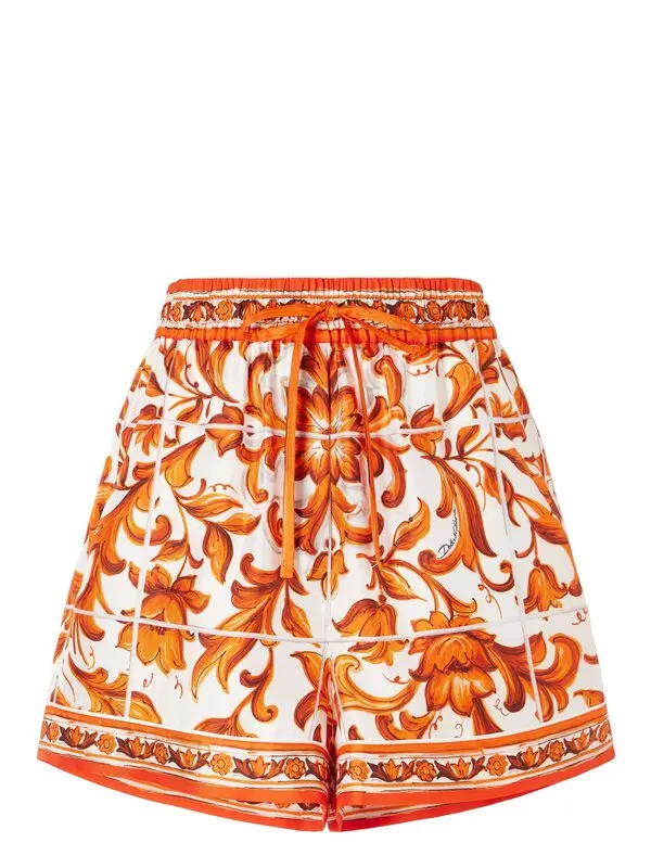 Dolce & Gabbana Floral-print Silk-twill Mini Shorts - Orange