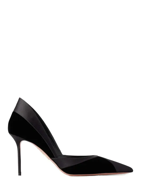 AQUAZZURA Shadow 85 Velvet And Satin Pumps - Black