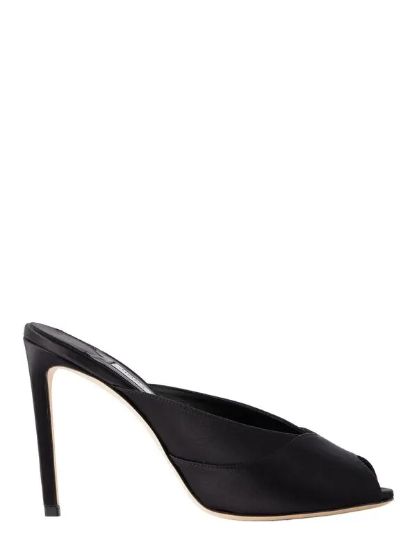 JIMMY CHOO Brigitte 100 Satin Mules - Black