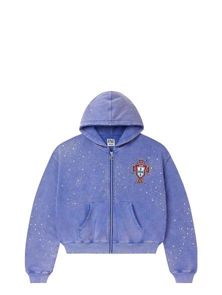 VALE FOREVER Sea Clustered Zip Up Hoodie - Blue