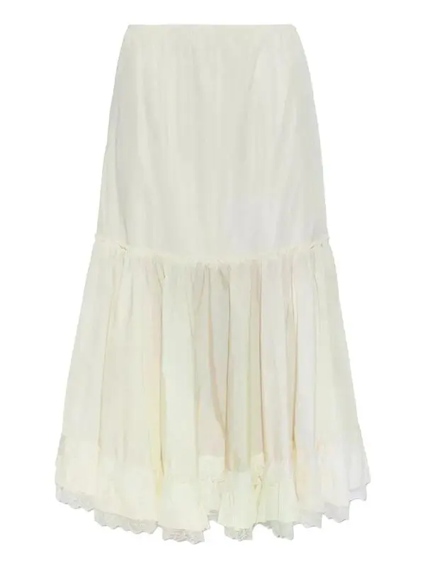 GANNI Nylon Tiered Midi Skirt - Neutrals