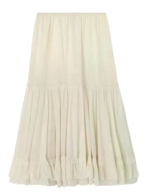 GANNI Nylon Tiered Midi Skirt - Neutrals