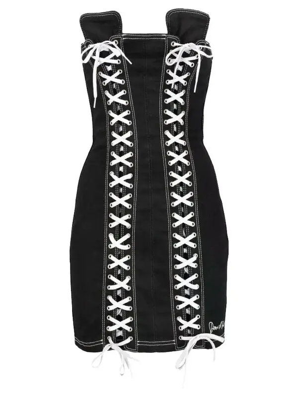Dsquared2 Lace-up Strapless Dress - Black