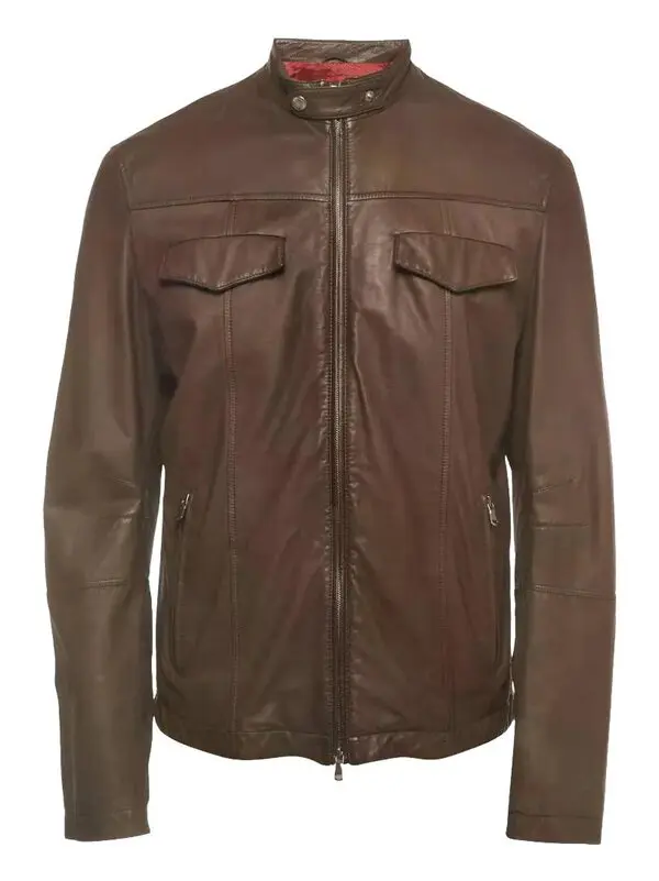 Brunello Cucinelli Zip-up Biker Jacket - Brown