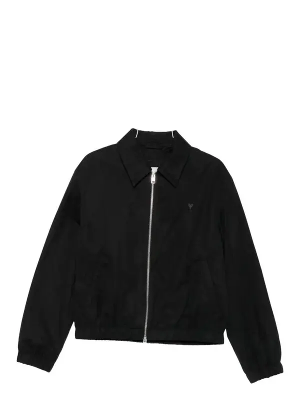 AMI Paris De Coeur Zip-up Jacket - Black