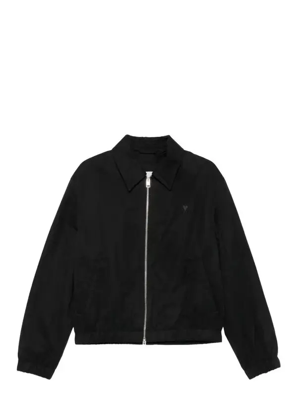 AMI Paris De Coeur Zip-up Jacket - Black