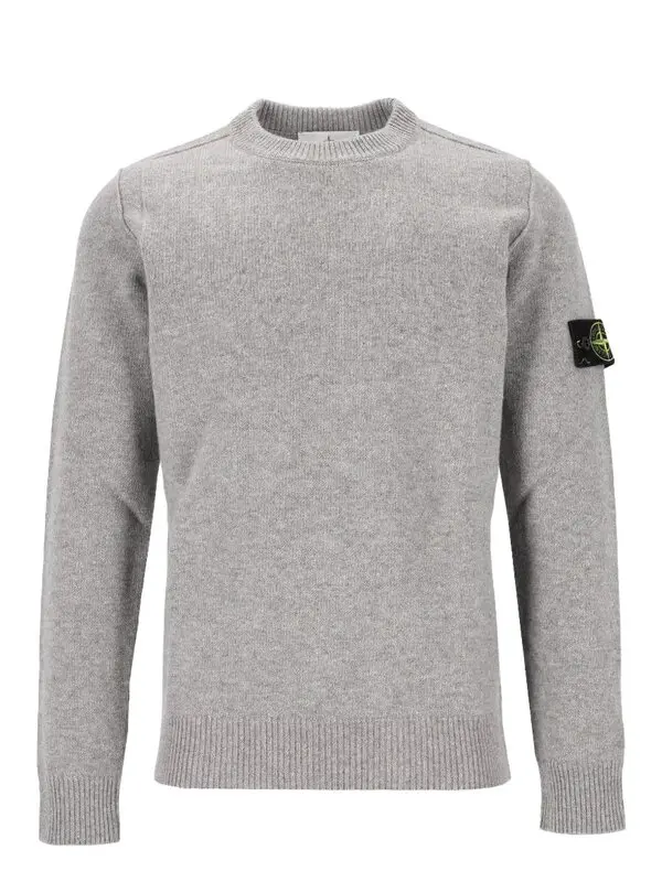 Stone Island 5100072 Lambswool Regular-fit Crewneck Jumper With Ribbed Trims - Grey