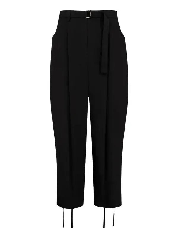 Sacai Belted Pleated Tailored Trousers - Black