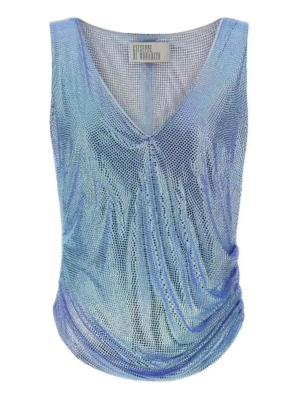 Giuseppe Di Morabito Feather-trim Rhinestone-embellished Top - Blue
