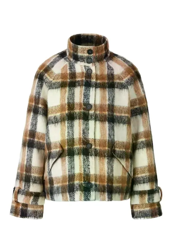 Simkhai Virelle Plaid Check-print High-neck Jacket - Neutrals