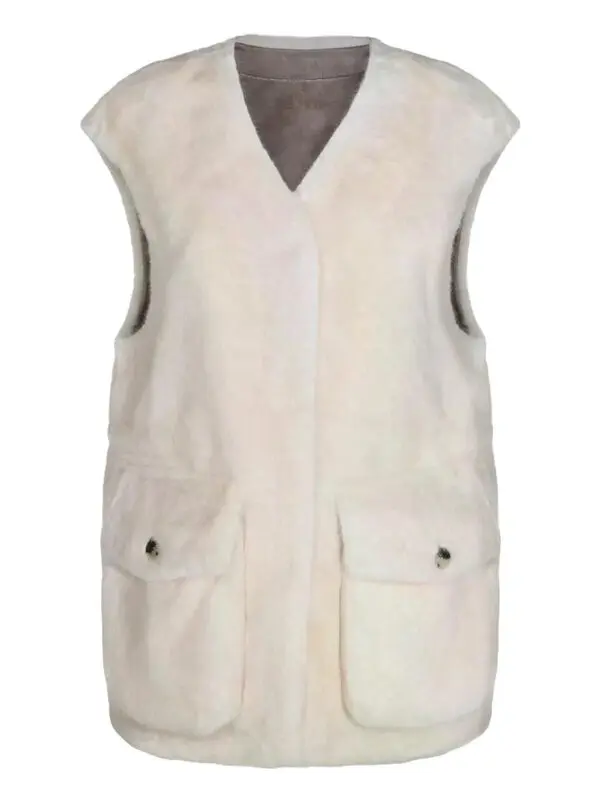 URBANCODE Faux-fur V-neck Coat - Neutrals