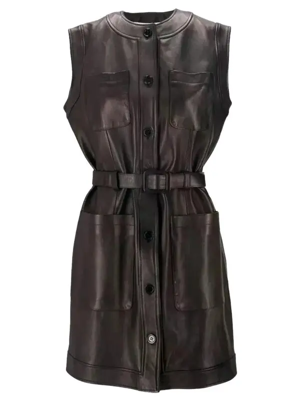 LA ROSE Belted Sleeveless Mini Dress - Brown