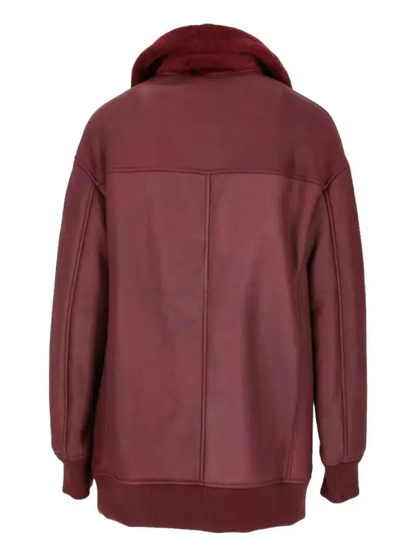 LA ROSE Shearling-collar Bomber Jacket - Red