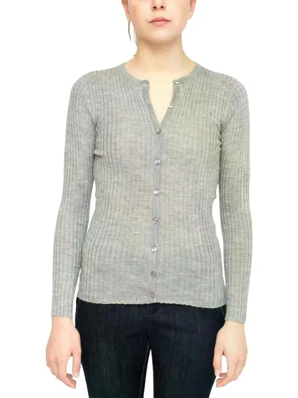 LA ROSE Ribbed-knit Cashmere Cardigan - Grey