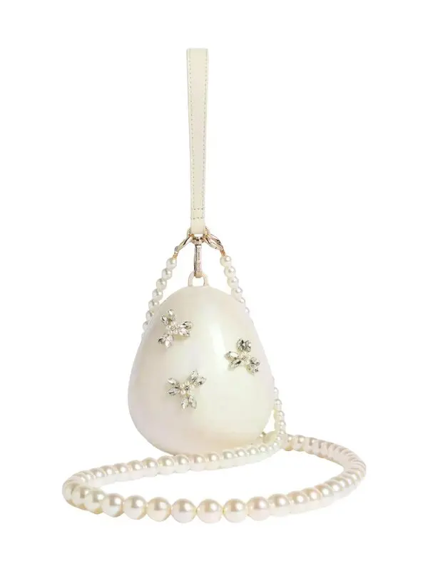 Simone Rocha Micro Egg Embellished Clutch Bag - Neutrals