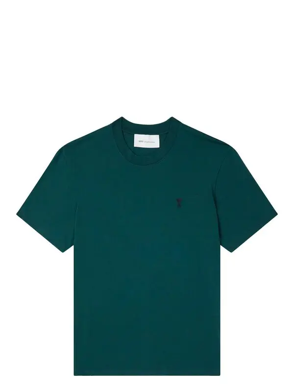 AMI Paris Logo-embroidered Cotton-jersey T-shirt - Green